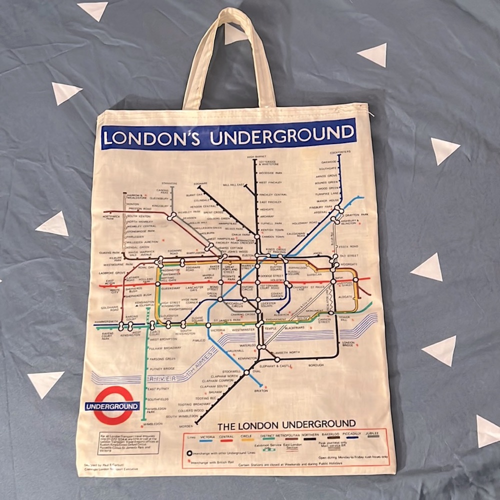 Vintage London Underground Map Graphic Tote - Gem